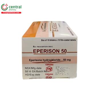 Thuốc Eperison 50 Khapharco (hộp 10 vỉ x 10 viên) điều trị liệt cứng cơ