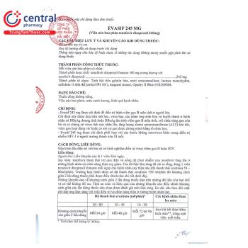 [CHÍNH HÃNG] Thuốc Evasif 245mg điều trị viêm gan B và HIV