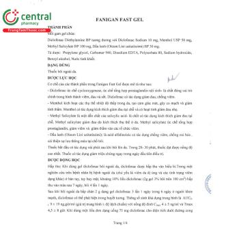 Thuốc Fanigan Fast Gel - giảm đau và kháng viêm tại chỗ, trị viêm khớp