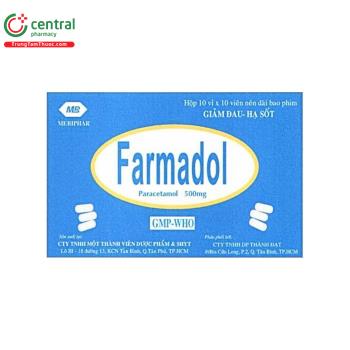 Thuốc Farmadol 500mg giảm đau và hạ sốt mức độ từ nhẹ đến vừa