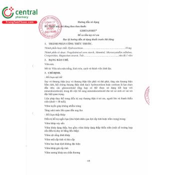 Thuốc Gimtafort 10mg điều trị rối loạn nội tiết, thấp khớp, dị ứng