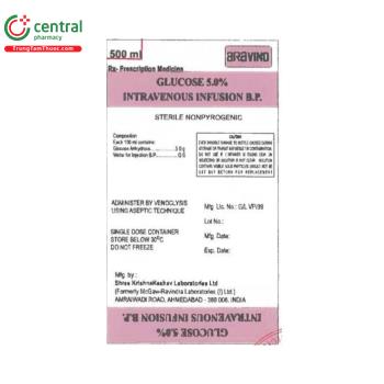 Thuốc Glucose 5.0% Intravenous Infusion B.P bổ sung nước và năng lượng