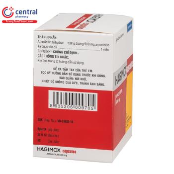 Thuốc HAGIMOX CAPSULES 500mg điều trị nhiễm khuẩn chứa amoxicillin