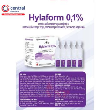 Thuốc nhỏ mắt Hylaform 0,1% 1ml (4 vỉ x 5 ống) giúp giảm khô mắt