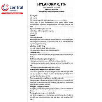 Thuốc nhỏ mắt Hylaform 0,1% 1ml (4 vỉ x 5 ống) giúp giảm khô mắt