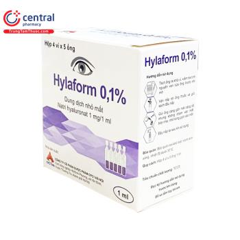 Thuốc nhỏ mắt Hylaform 0,1% 1ml (4 vỉ x 5 ống) giúp giảm khô mắt