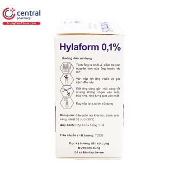 Thuốc nhỏ mắt Hylaform 0,1% 1ml (4 vỉ x 5 ống) giúp giảm khô mắt