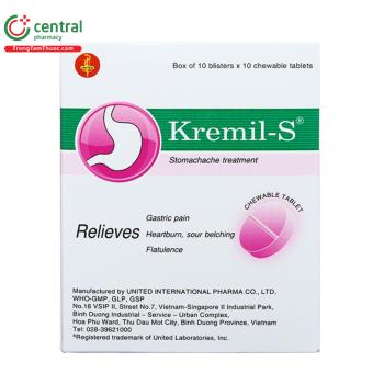 Thuốc Kremil-S điều trị viêm loét dạ dày-tá tràng