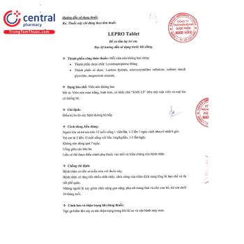 [CHÍNH HÃNG] Thuốc Lepro Tablet 60mg điều trị tình trạng ho hiệu quả
