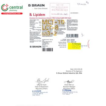 Thuốc Lipidem 20% 250ml - Nhũ tương truyền tĩnh mạch cung cấp lipid
