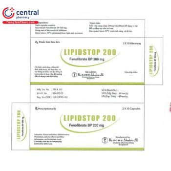 [CHÍNH HÃNG] Lipidstop 200 - Thuốc có tác dụng hạ cholesterol máu