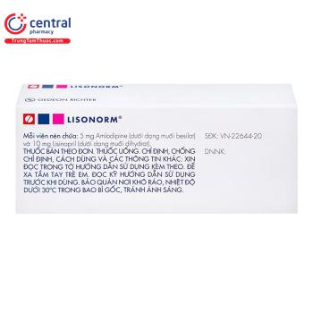 Thuốc điều trị tăng huyết áp Lisonorm 5mg/10mg (hộp 3 vỉ x 10 viên)