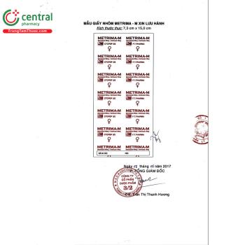 Thuốc Metrima-M điều trị viêm âm đạo, viêm âm hộ, viêm cổ tử cung