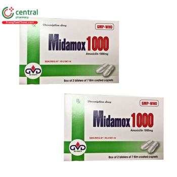 Thuốc kháng sinh Midamox 1000 điều trị nhiễm khuẩn hô hấp, da, bệnh lậu
