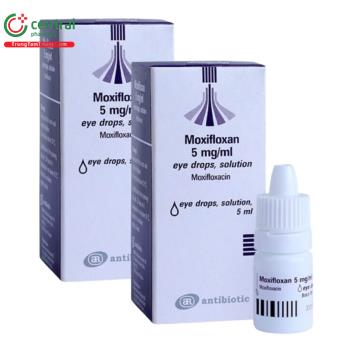 Thuốc Moxifloxan 5mg/ml eye drops, solution trị tại chỗ viêm kết mạc có mủ