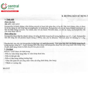 Thuốc Nidal Day điều trị viêm khớp dạng thấp và viêm khớp thoái hóa