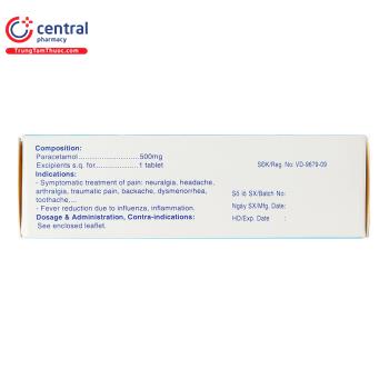 [CHÍNH HÃNG] Thuốc Paracold 500 Effervescent - giảm đau nhanh chóng