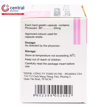 [CHÍNH HÃNG] Thuốc Piroxicam Capsules BP 20mg Brawn giảm đau hiệu quả