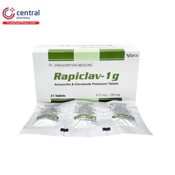 [CHÍNH HÃNG] Thuốc Rapiclav-1g điều trị các bệnh nhiễm khuẩn