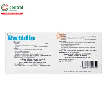 Thuốc Ratidin 150mg - Điều trị loét tá tràng và loét dạ dày lành tính