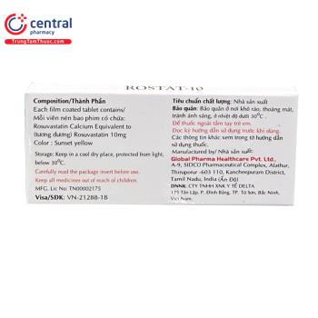 [CHÍNH HÃNG] Thuốc Rostat-10điều trị tăng cholesterol máu hiệu quả