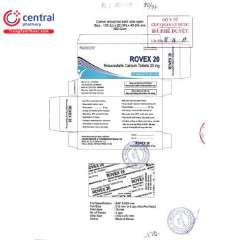 [CHÍNH HÃNG] Thuốc Rovex 20 điều trị bệnh tăng cholesterol máu