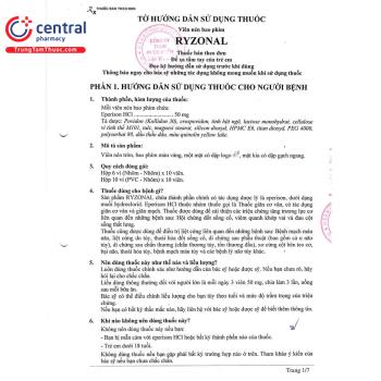 [CHÍNH HÃNG] Thuốc Ryzonal 50mg - Điều trị co cứng cơ khớp