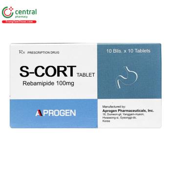 Thuốc S-Cort Tablet 100mg điều trị loét dạ dày, tổn thương niêm mạc dạ dày