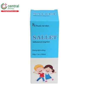 Thuốc Sallet 2mg/5ml (chai 100ml) trị hen phế quản, co thắt phế quản