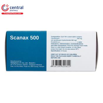 Thuốc Scanax 500 (Ciprofloxacin 500mg) điều trị bệnh nhiễm khuẩn nặng