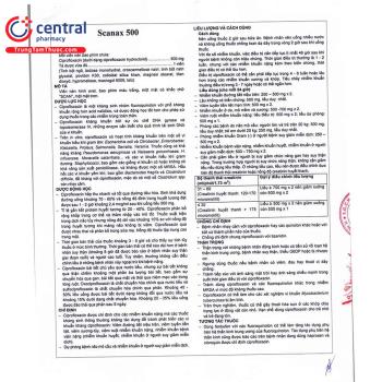 Thuốc Scanax 500 (Ciprofloxacin 500mg) điều trị bệnh nhiễm khuẩn nặng