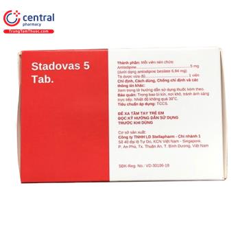 Thuốc Stadovas 5 tab Stella điều trị huyết áp và đau tức ngực