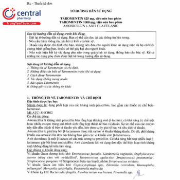 [CHÍNH HÃNG] Thuốc Taromentin 625mg - Thuốc chống nhiễm trùng hô hấp