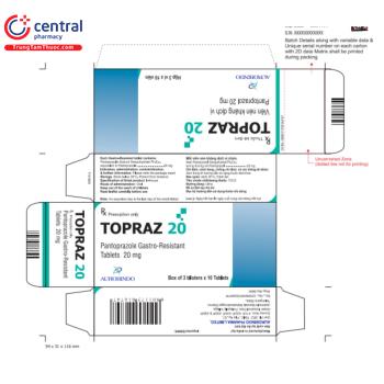 Thuốc Topraz 20 - Thuốc ức chế bơm proton giúp làm giảm tiết acid