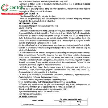 Thuốc TV-Ceftri 1g kháng sinh phổ rộng điều trị nhiễm khuẩn nặng