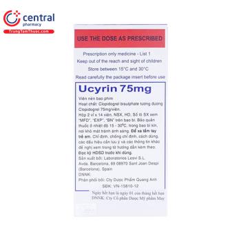 Thuốc tim mạch Ucyrin 75mg: tác dụng, chỉ định, liều dùng