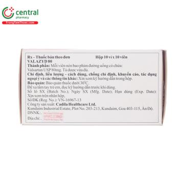 Thuốc Valazyd 80 điều trị tăng huyết áp, suy tim, điều trị sau nhồi máu ...