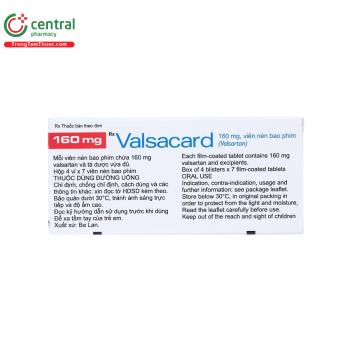 Thuốc Valsacard 160mg - Điều trị cao huyết áp, suy tim