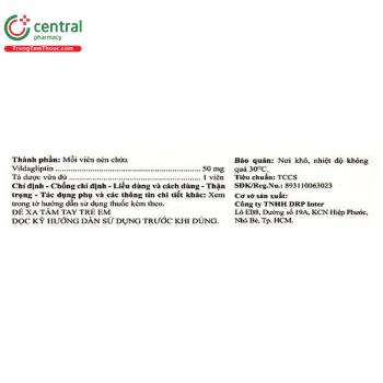 Thuốc Vanadia 50mg - Điều trị đái tháo đường type 2 ở trưởng thành