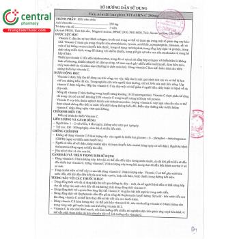 Thuốc Vitamin C 250mg Thành Nam trị tình trạng thiếu hụt Vitamin C