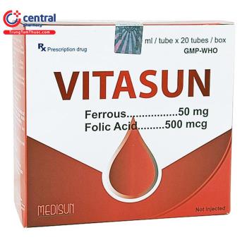 [CHÍNH HÃNG] Thuốc Vitasun 50mg (Medisun) bổ sung sắt và acid folic