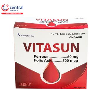 [CHÍNH HÃNG] Thuốc Vitasun 50mg (Medisun) bổ sung sắt và acid folic