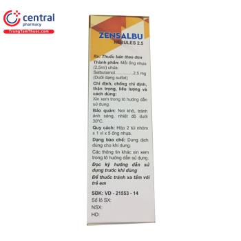 [CHÍNH HÃNG] Thuốc Zensalbu nebules 2.5 kiểm soát cơn hen nặng cấp