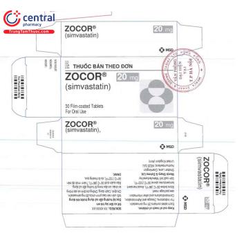 [CHÍNH HÃNG] Thuốc Zocor 20mg có tác dụng giảm Cholesterol máu