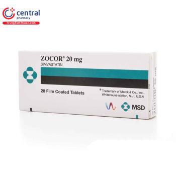 [CHÍNH HÃNG] Thuốc Zocor 20mg có tác dụng giảm Cholesterol máu