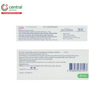 Thuốc Zyllt 75mg - phòng ngừa bệnh lý huyết khối tắc mạch: nhồi máu cơ ...