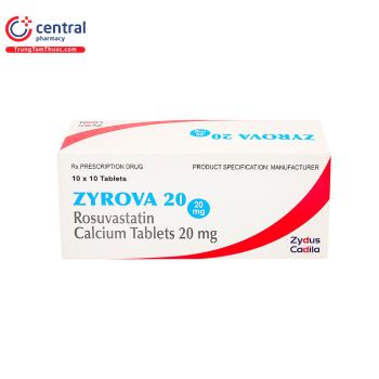 [CHÍNH HÃNG] Thuốc Zyrova 20 điều trị cholesterol máu tăng