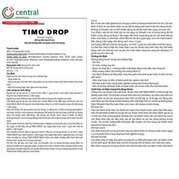 Thuốc Timo drop 5mg/ml điều trị tăng nhãn áp Glaucom góc mở mãn tính ...