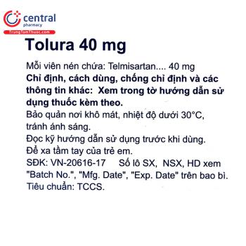 [CHÍNH HÃNG] Thuốc Tolura Tablets 40 mg - điều trị tăng huyết áp