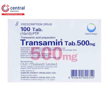 [CHÍNH HÃNG] Thuốc Transamin Tab.500mg có tác dụng cầm máu hiệu quả